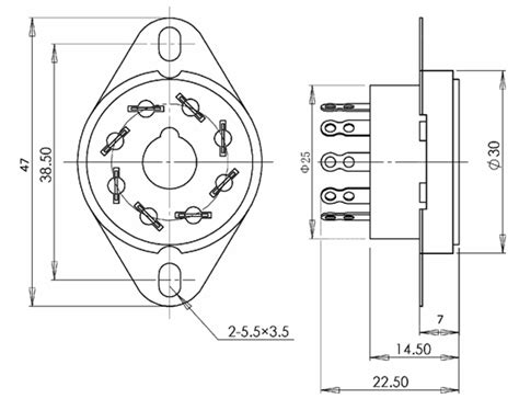 Socket 8 Pin Octal Fork Connectors 1 With Bracket Ce Distribution