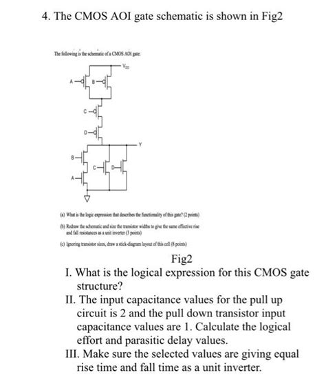 Solved 4 The Cmos Aoi Gate Schematic Is Shown In Fig2 The