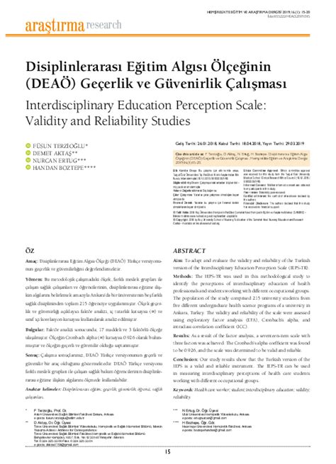 Pdf Interdisciplinary Education Perception Scale Validity And