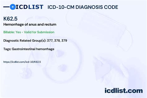 ICD 10 CM Diagnosis Code K62 5 Hemorrhage Of Anus And Rectum