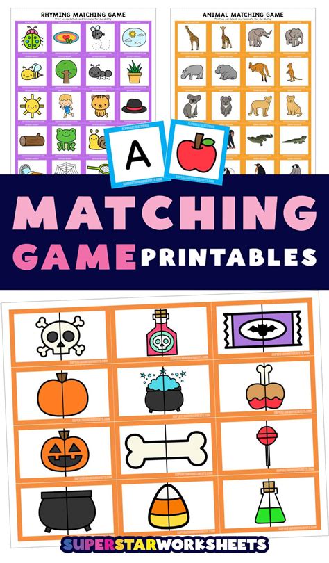 Matching Game Printables Superstar Worksheets