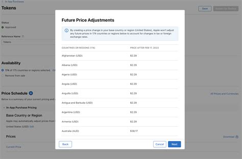 安排价格更改 管理 App 内购买项目 App Store Connect 帮助 Apple Developer