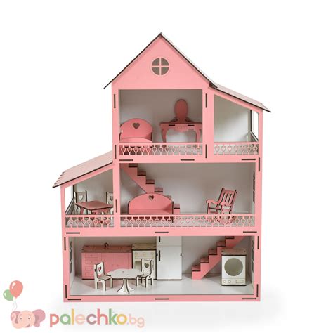 Дървена къща за кукли Moni Toys Lilly ПалечкоБГ Детски играчки