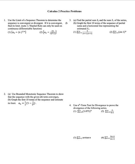 Solved Calculus Practice Problems B Use The Limit Of A Chegg