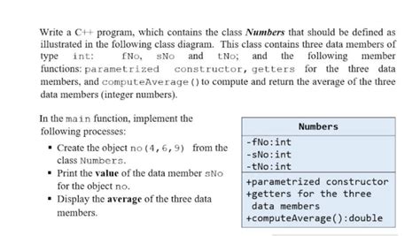 Solved Write A C Program Which Contains The Class Numbers Chegg