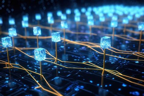 Premium Photo Cyber Big Data Flow Blockchain Mustard Data Fields Network Line Connect Stream