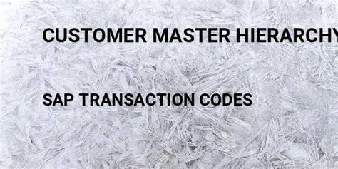 Customer Master Hierarchy Tcode In SAP Transaction Codes List