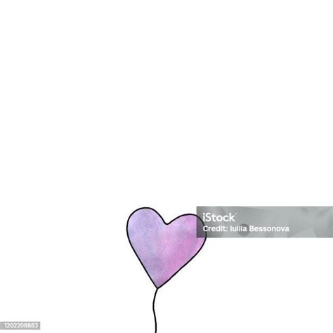 흰색 배경에 고립 된 마음의 모양에 분홍색 수채화 풍선 사랑 로맨스의 상징 발렌타인 데이 생일 결혼식 인사말 카드 웹에 대한 간단한 그림 낙서 손 그린 공휴일에 대한 스톡