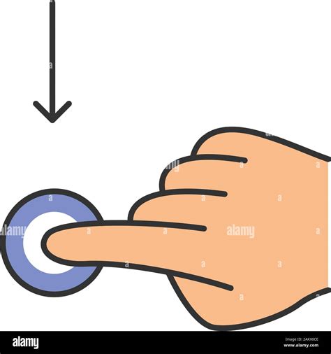 Vertical Scroll Down Gesturing Color Icon Touchscreen Gesture Human Hand And Fingers Tap