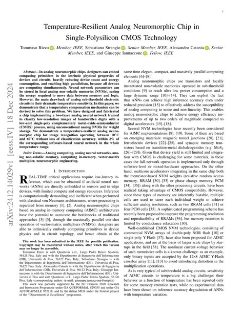 Pdf Temperature Resilient Analog Neuromorphic Chip In Single