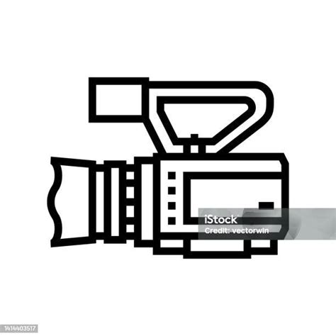 캠코더 비디오 제작 필름 라인 아이콘 벡터 일러스트 레이 션 감독에 대한 스톡 벡터 아트 및 기타 이미지 감독 검은색 녹음 장비 Istock