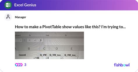 How To Make A PivotTable Show Values Like This I Fishbowl