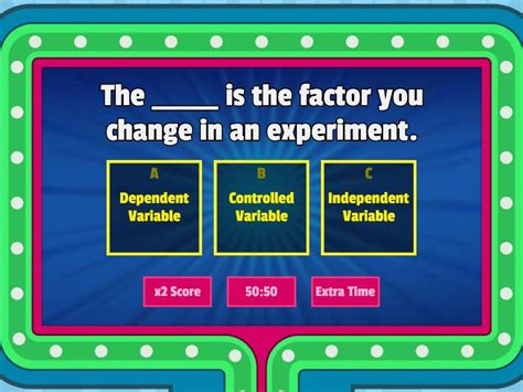 Science Variables Practice Version 1 Gameshow Quiz