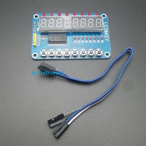 Tm1638 Based Board บอร์ดแสดงผลตัวเลข 8 หลักพร้อม Led และปุ่มกด แถมสายต่อฟรี Arduino