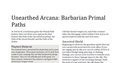 Unearthed Arcana 2016-11-07: Barbarian Primal Paths | RPG Item | RPGGeek