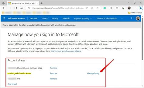 microsoft account aliases add or remove windows 10 forums
