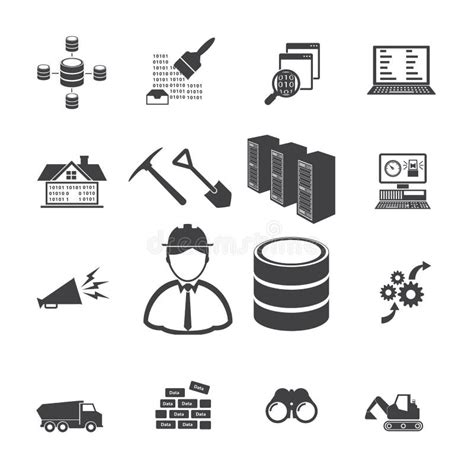 Big Data Icons Set Data Mining Concept Stock Vector Illustration Of Enterprise Center 62022942