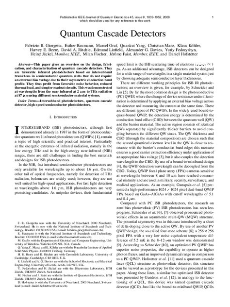 Pdf Quantum Cascade Detectors