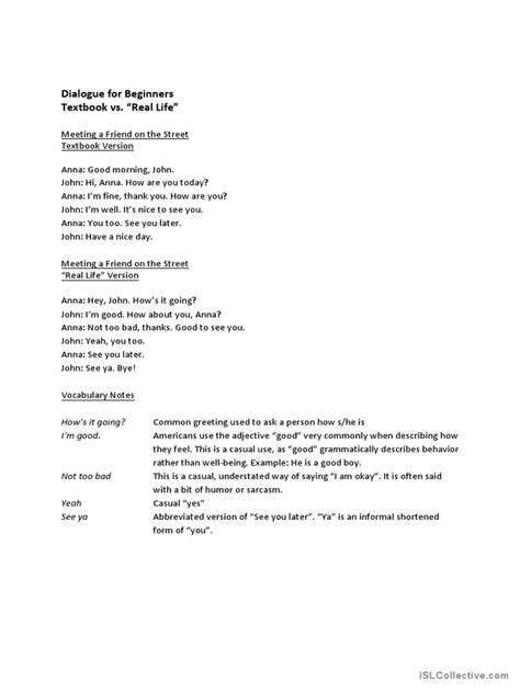 Dialogue For Beginners Textbook Vs Real Life Pdf