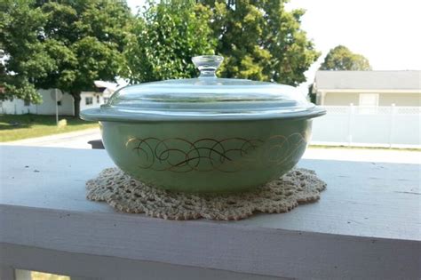 Ooak Pyrex Green Scroll 024 Kma Pyrex Vintage