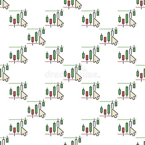 Mouse Click On Candlestick Chart Vector Colored Seamless Pattern Stock Illustration