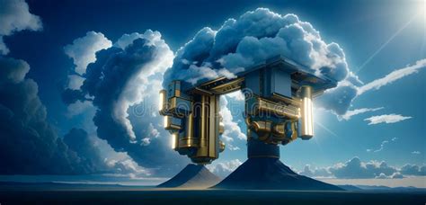 Sci Fi Futuristic Hi Tech Computing Background Generative Ai Stock Illustration Illustration