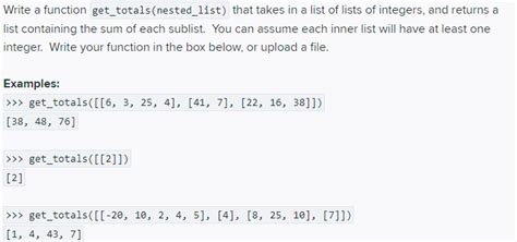 Solved Write A Function Get Totals Nested List That Takes Chegg
