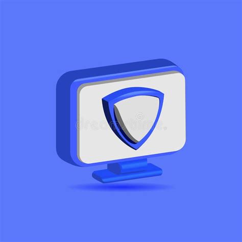 3d Monitor With Security Shield Design Vector Stock Vector