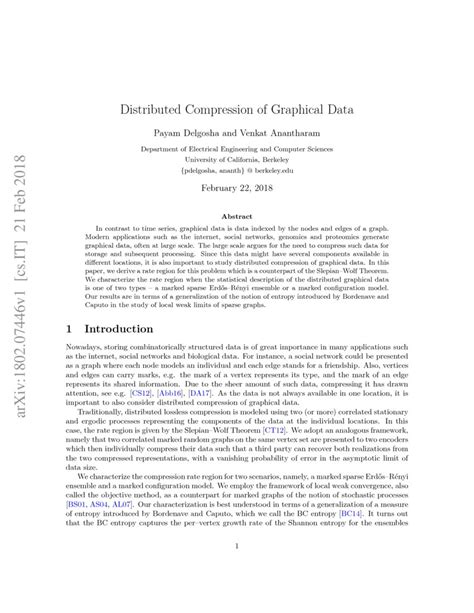 Distributed Compression Of Graphical Data DeepAI
