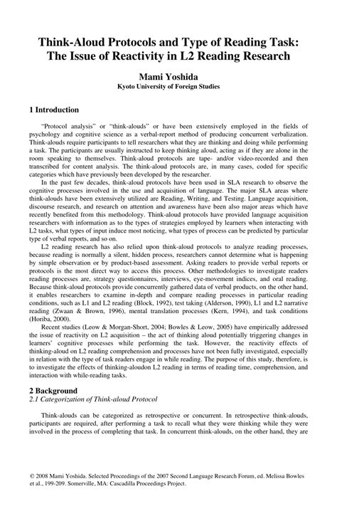 pdf think aloud protocols and type of reading task the issue of