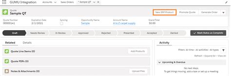 Promote Quote From Salesforce Sage 100 Integration Using Gumu™ Lightning Version Salesforce