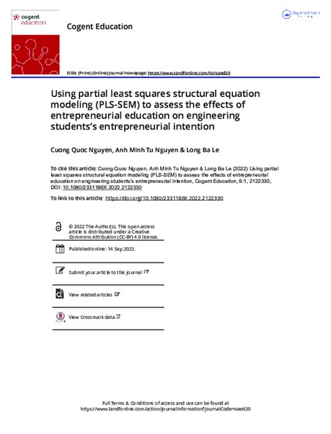 Pdf Using Partial Least Squares Structural Equation Modeling Pls Sem