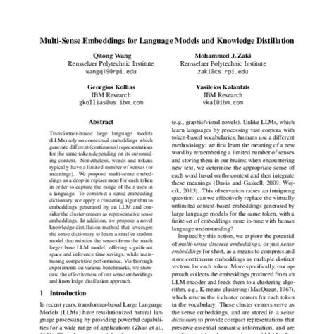 Multi Sense Embeddings For Language Models And Knowledge Distillation Acl Anthology