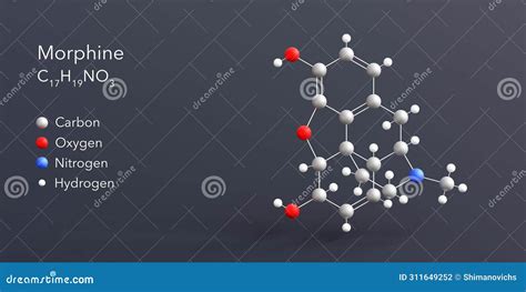 Morphine Molecule Structural Chemical Formula Ball And Stick Model