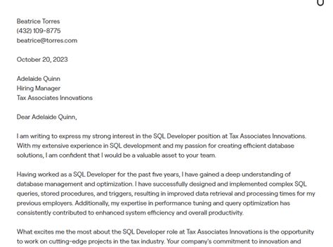 6 Sql Developer Cover Letter Examples With In Depth Guidance
