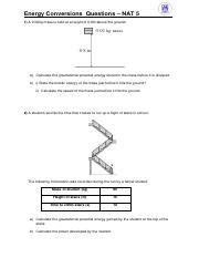 Energy Conversion Questions Pdf Energy Conversions Questions NAT A Kg Mass Is Held