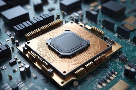 Premium Photo View Of A Cpu Processor Chip With A Gear And Network