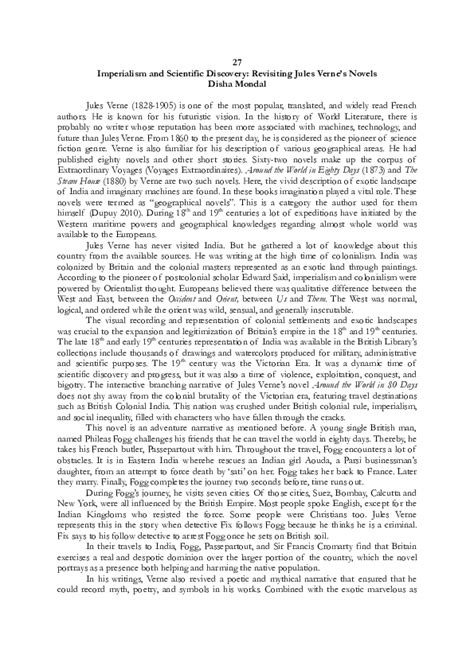 Pdf Imperialism And Scientific Discovery Revisiting Jules Vernes Novels Disha Mondal