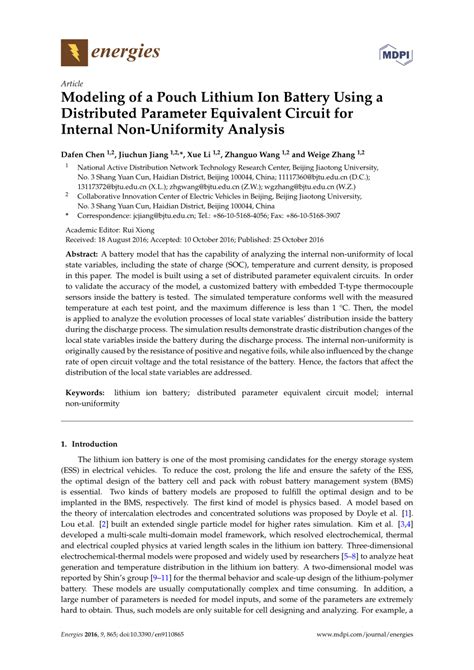 pdf modeling of a pouch lithium ion battery using a distributed