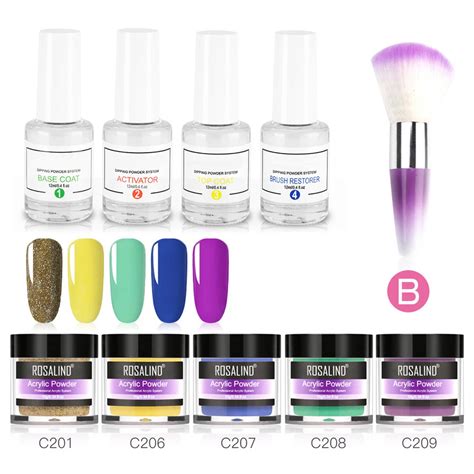 Набор для погружения порошка для ногтей с 5 цветами система для нанесения пудры с блестками