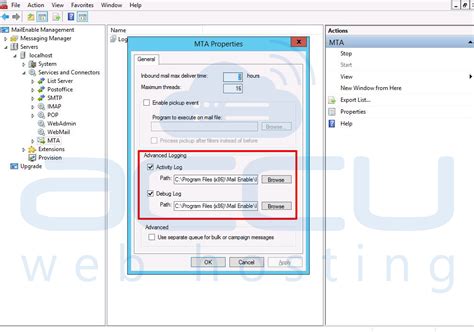 how to enable disable email logs in mailenable accuwebhosting