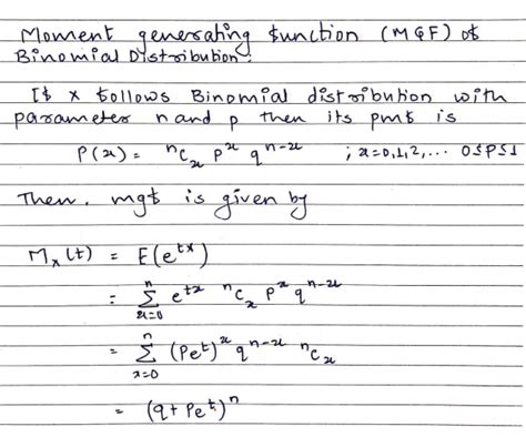 derive the moment generating function of the binomial distribution and