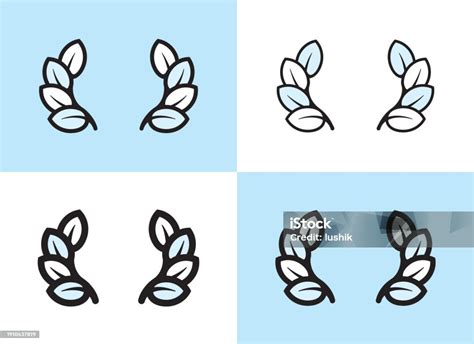 Laurel Wreath Template With Four Stroke Weights Stock Illustration