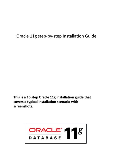 Oracle 11g Step By Step Installation Guide Pdf Data Management