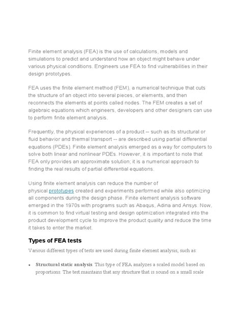 Fem Analysis Download Free Pdf Finite Element Method Partial Differential Equation