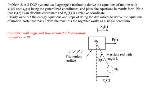 solved problem 2 a 2 dof system use lagrange s method to