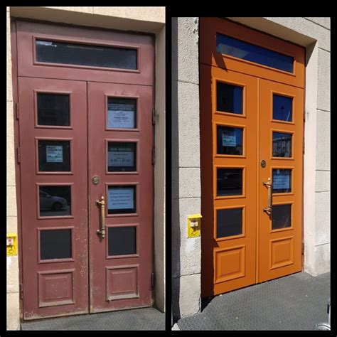 Реставрация входной двери крашеными панелями МДФ Отделка реставрация входных дверей