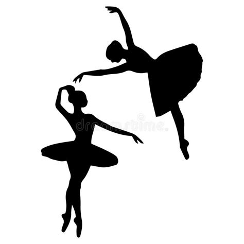 Beautiful Ballet Dancing Silhouettes Dancer Woman People Female Ballerina Recital Vector Stock