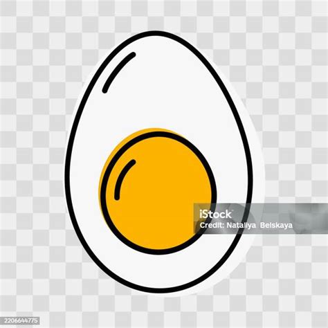 노른자를 곁들인 삶은 달걀 윤곽을 따라 채워지지 않음 아이콘 로고 스티커 픽토그램 디자인 요소 아이디어 0명에 대한 스톡 벡터
