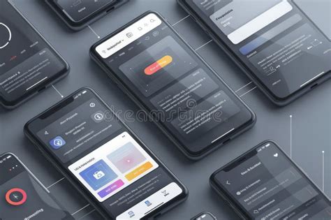 Smartphone Mobile App Interface Mockup With Ui Active Blocks And